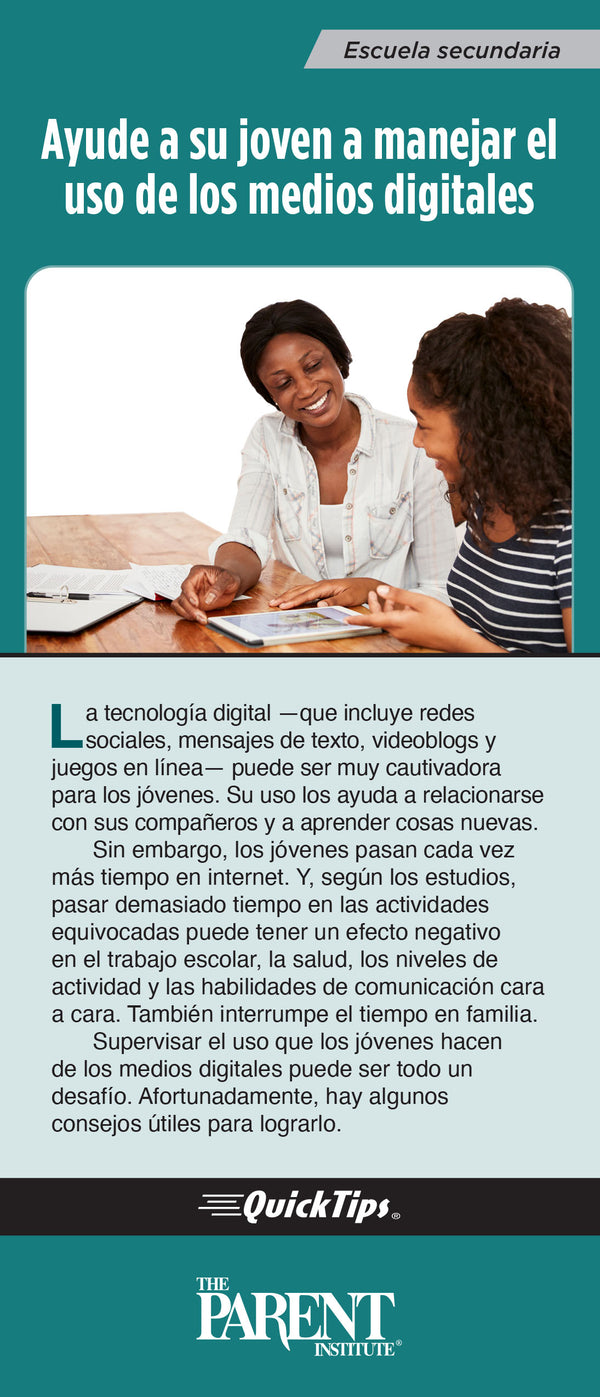 Help Your Teen Manage Digital Media Use (Electronic) - The Parent Institute